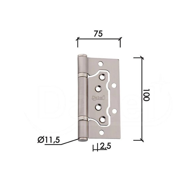 DABEL brodska šarka za vrata 100x75x2.5mm SP9009