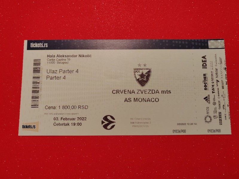 CRVENA ZVEZDA - AS MONACO 03.02.2022. EUROLIGA