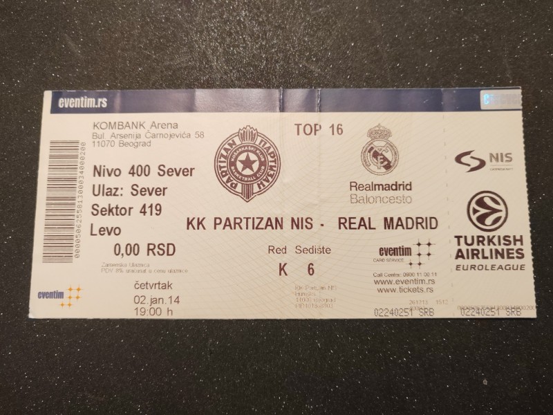 KK PARTIZAN NIS - KK REAL MADRID 02.01.2014. / EUROLIGA