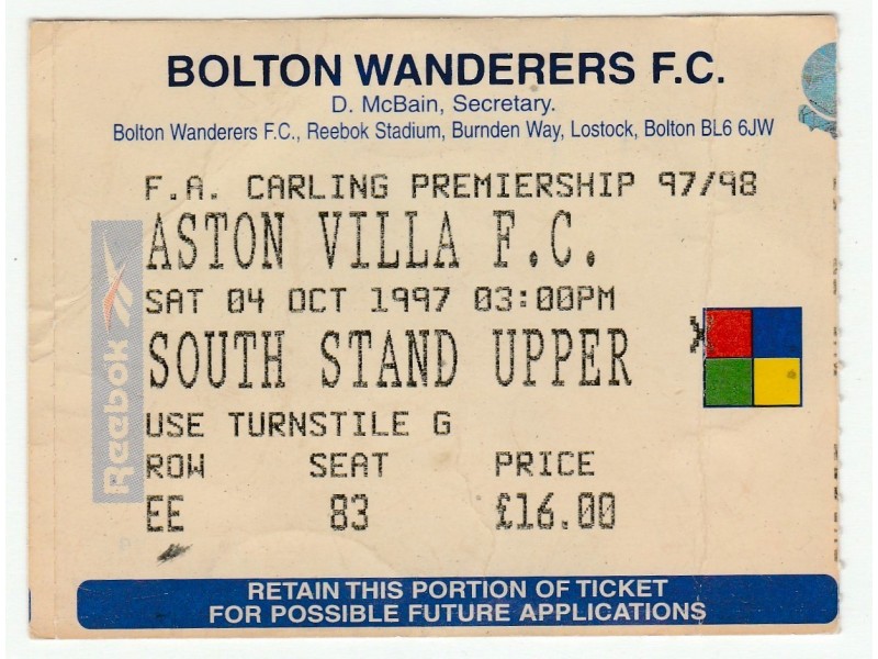 1997, BOLTON - ASTON VILLA!
