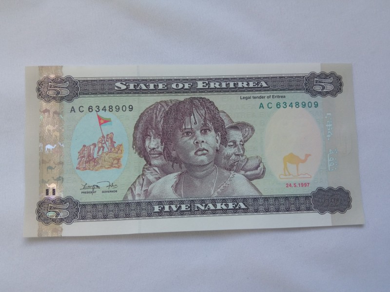 Еритреја 5 накфа,1997 год.УНЦ,ретко