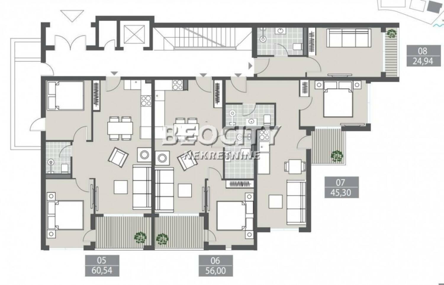 Tivat, Centar, Markuševina , 2.0, 56m2, 224100EUR