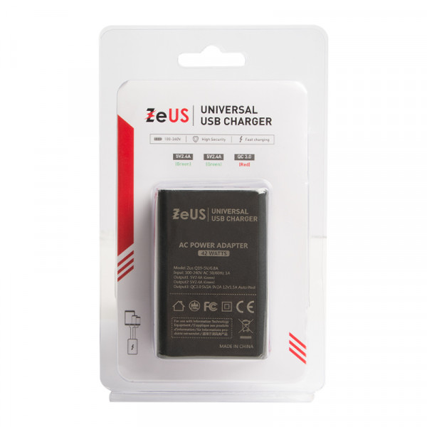 Kućni punjač ZEUS ZUS-Q19-5V/6,8A 3xUSB Qualcomm 3.0