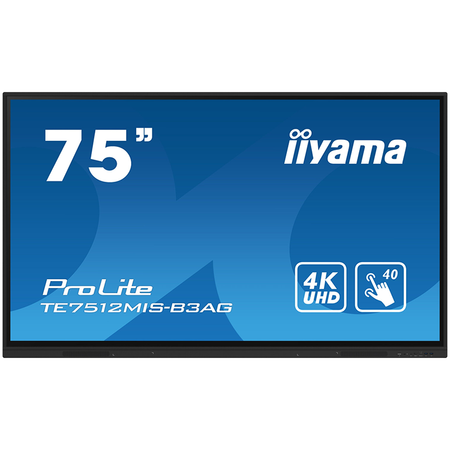 IIYAMA PROLITE TE7512MIS-B3AG 75" Interactive 4K UHD Touchscreen elevating interactive collaboration 3840 x 2160 IPS 1200:1 8ms 40, 5pt writing iiWare 10 (Android OS 11),TE7512MIS-B3AG