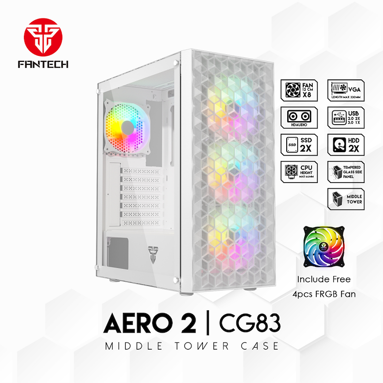 Kuciste Gaming Fantech CG83 Aero 2 belo