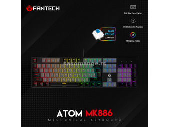 Tastatura Mehanicka Gaming Fantech MK886 RGB Atom siva (Blue switch)