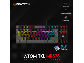 Tastatura Mehanicka Gaming Fantech MK876 RGB Atom TKL crna (Blue switch)