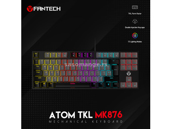 Tastatura Mehanicka Gaming Fantech MK876 RGB Atom TKL siva (Red switch)