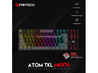 Tastatura Mehanicka Gaming Fantech MK876 RGB Atom TKL crna (Red switch)