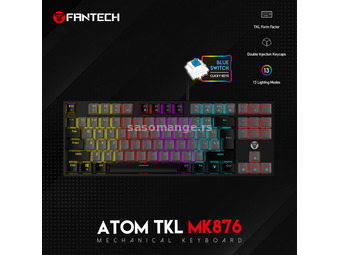 Tastatura Mehanicka Gaming Fantech MK876 RGB Atom TKL siva (Blue switch)