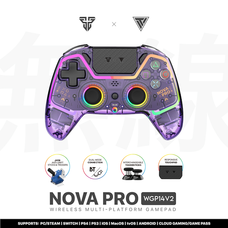 Joypad wireless Fantech WGP14V2 NOVA PRO multiplatform RGB providna ljubicasti