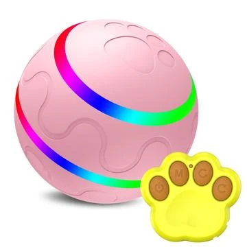 USB RECHARGEABLE LED SELF-PLAYING PET TOY BALL WITH REMOTE CONTROL