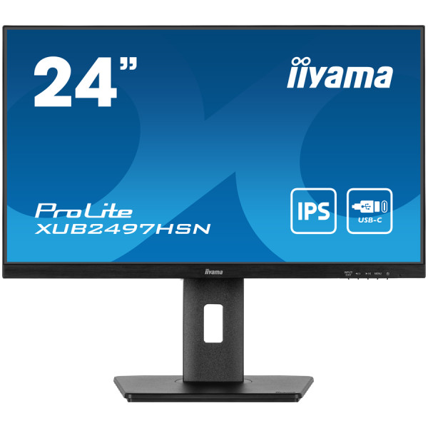 IIYAMA Monitor LED XUB2497HSN-B1 24'' IPS 1920 x 1080 @100Hz 16:9 250cd 1300:1 1ms HDMI DP DO Out USB Hub, USB Type C 65W RJ45 height, swi