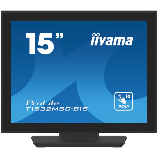 IIYAMA 15'' PCAP Bezel Free Front, 10P Touch, 1024x768, Speakers, VGA, DisplayPort, HDMI,330cdm˛ (with touch), USB Interface, Built-In Power