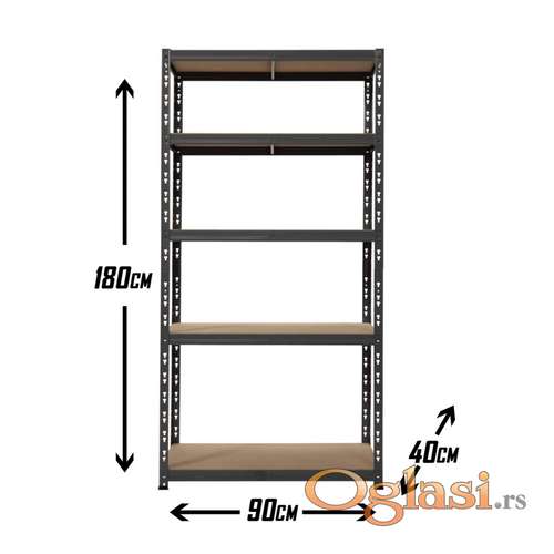 Metalna Montažna Polica 180x90x40cm-8mm 875kg