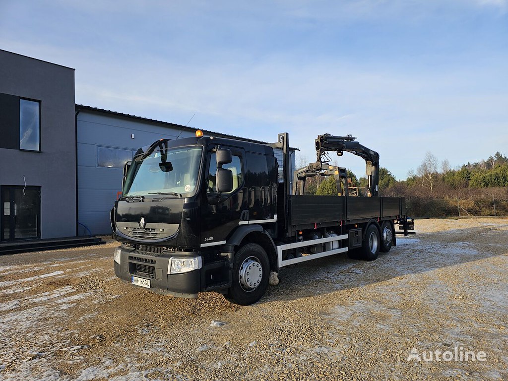 Renault Premium 380DXI EEV / CRANE HIAB 122B-2 DUO / 2013 kamion s ravnom platformom