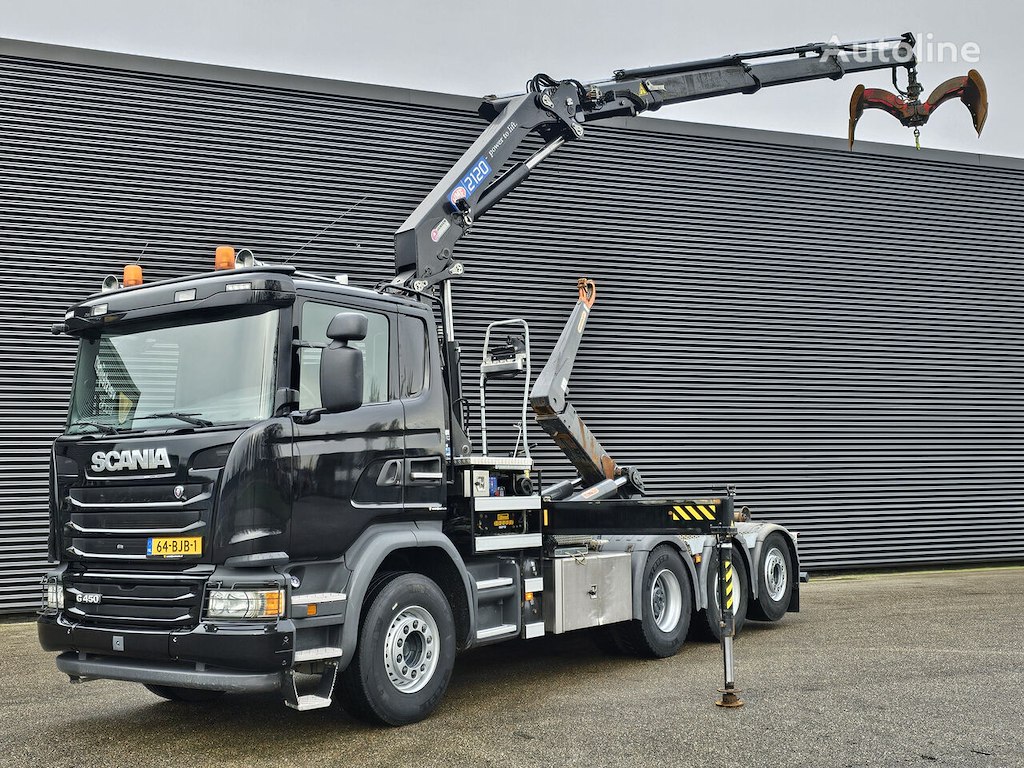 Scania G450 8x4-6 / HOOKLIFT + HMF 21 t/m CRANE / KRAN kamion rol kiper