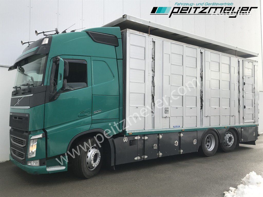 Volvo FH 500 Menke-Janzen, 4 Stock, Hubdach Lenk + Liftachse kamion za prevoz stoke