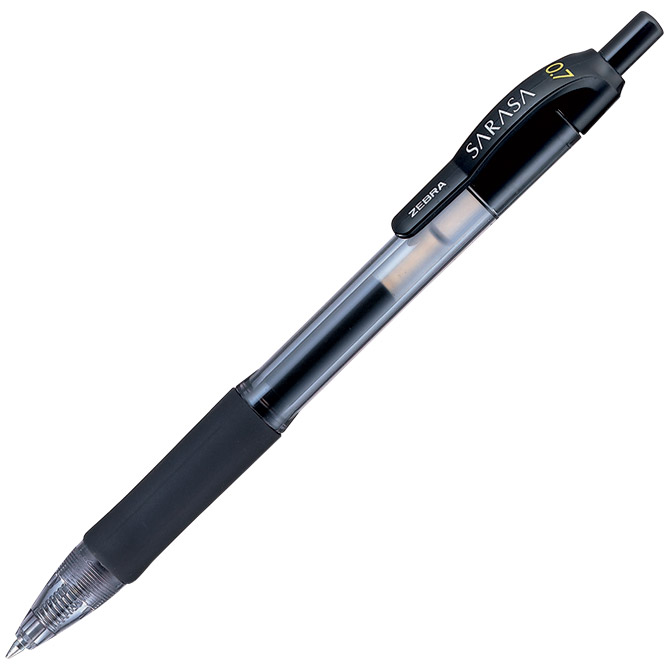 Roler gel 0,7mm sa gumenim gripom (uložak crni) Sarasa Retractable Zebra 46810 crna