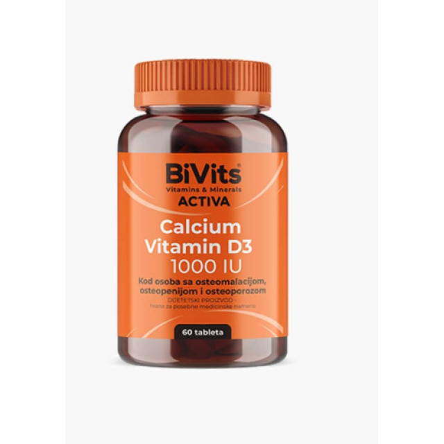 BIVITS ACTIVA KALCIJUM + VITAMIN D3 1000IJ TABLETE A 60