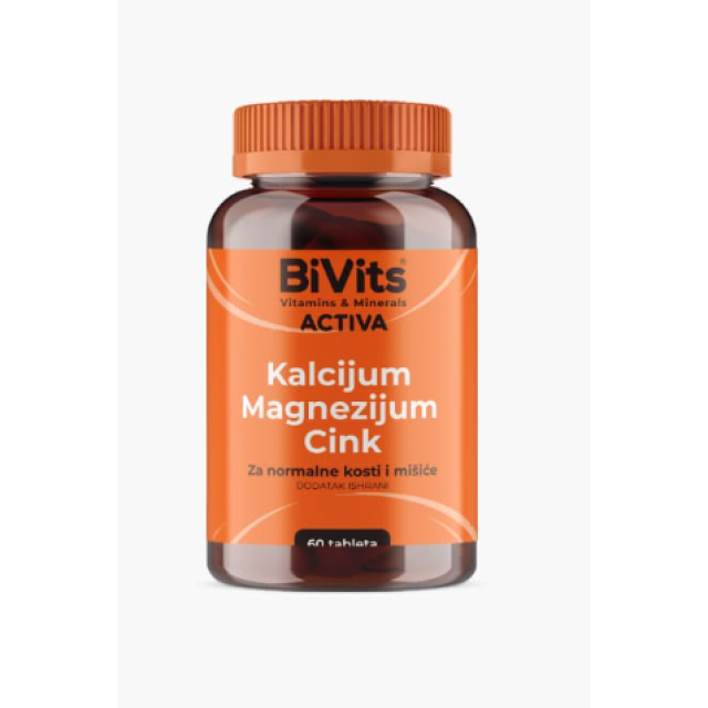 BIVITS ACTIVA KALCIJUM + MAGNEZIJUM + CINK TABLETE A 60