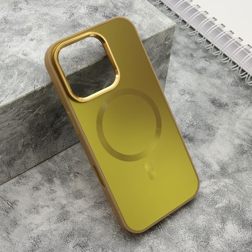 Futrola - maska COLOR METAL MagSafe za iPhone 16 Pro (6.3) zlatna (MS)