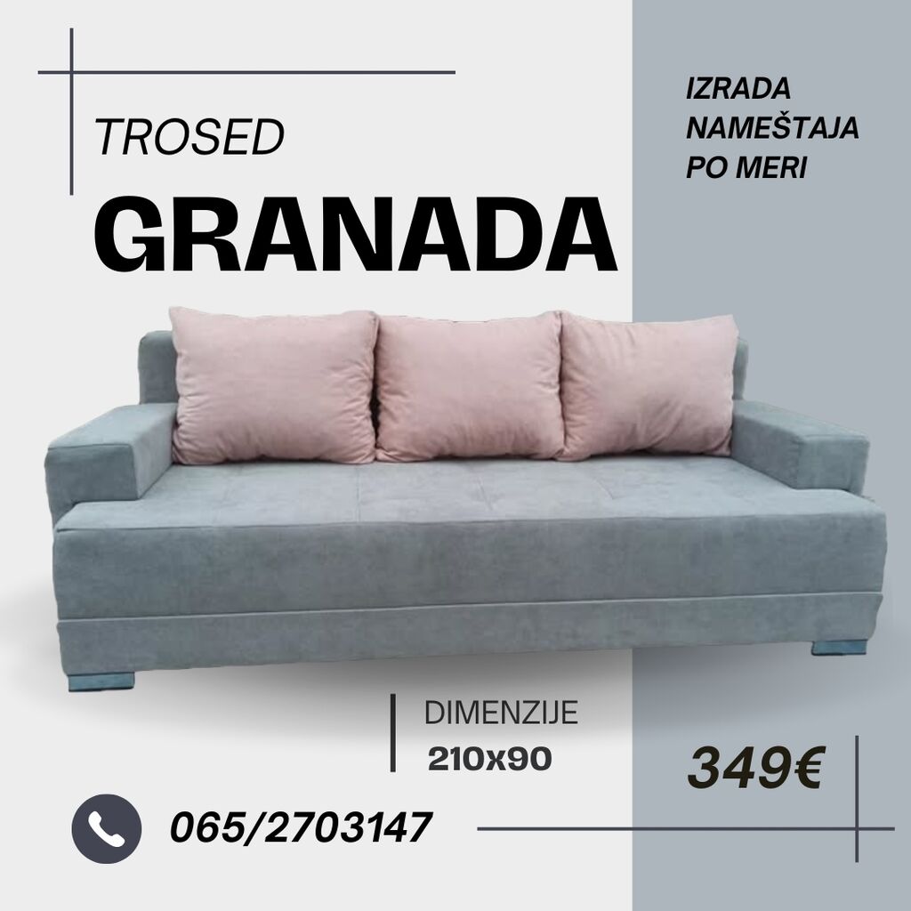 Trosed Granada dimenzija 210x90 izradjen od kvalitetnih materijala