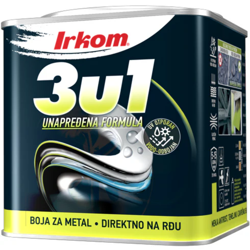 Boja za metal 3u1 Tamno zelena RAL 6005 1kg Irkom