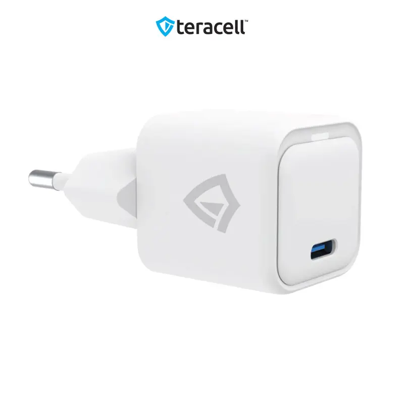 TERACELL Kućni punjač Evolution TC-14GP, GaN, PD 3.0, 20W sa PD iPhone Lightning kablom, Beli, 1.2m