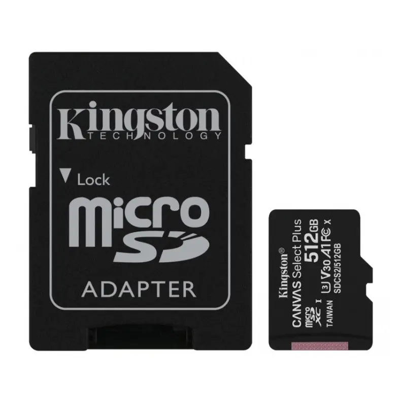 KINGSTON Micro SD kartica Canvas Select Plus 512GB Class 10 UHS-I U3 V30 A1 100/85MB/s