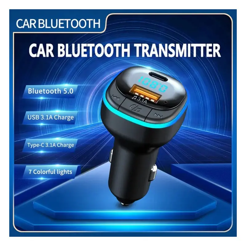 Bluetooth FM LED Transmiter C33 5V/ 3.1A, Crni