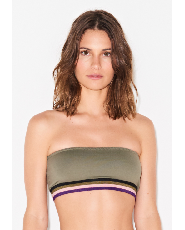 Bandeau-Top, Elastisches Gestreiftes Band - Top Band Verde