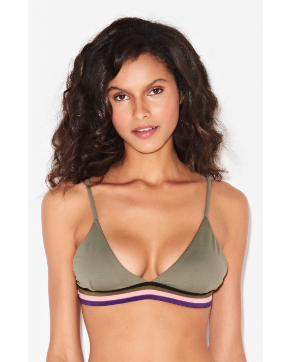 Triangel-Top, Elastisches Gestreiftes Band - Top Classico Verde