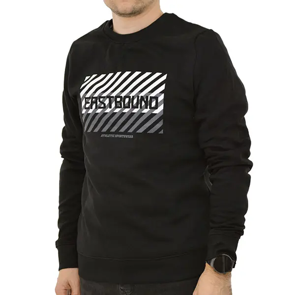 EASTBOUND Muški duks Mns Stripe Fleece Crew Ebm679-Blk crni