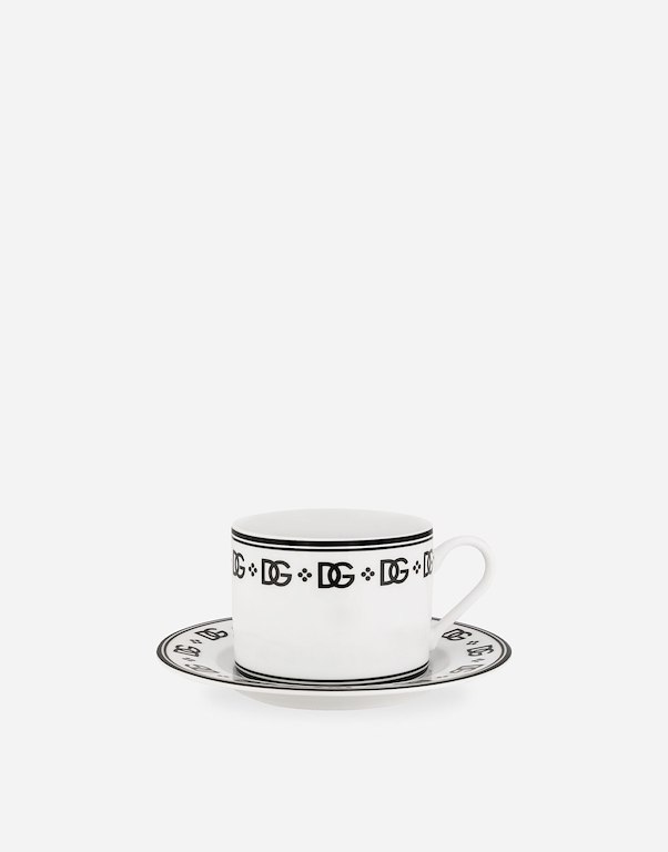 Dolce&Gabbana’s Logo Set 2 Porcelain Teacups with Saucers – Set šoljica