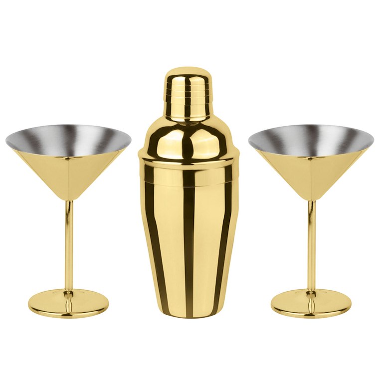 Sambonet Paderno Cocktail Set 3 pcs Martini gold – Koktel set