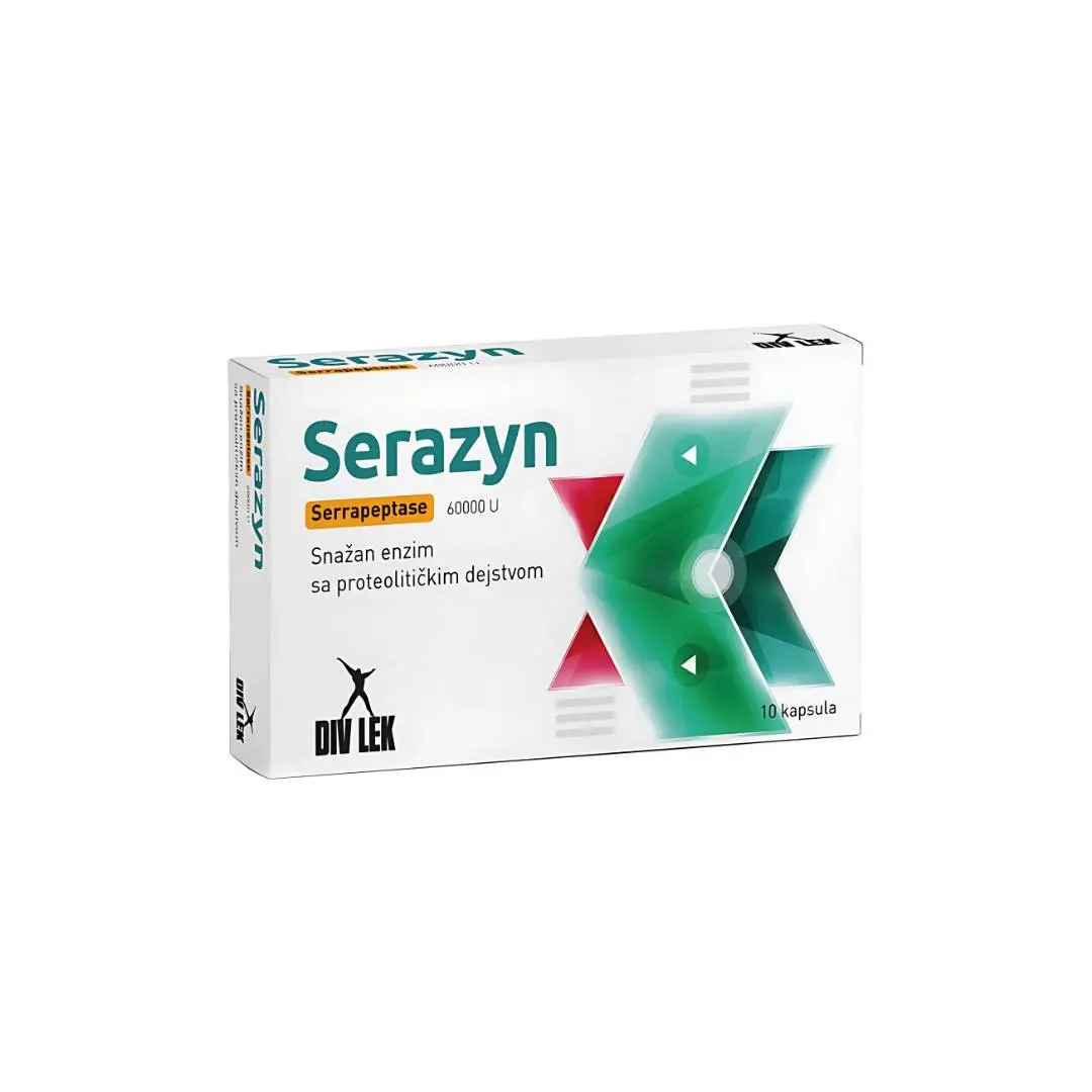 Enzim sa proteolitičkim dejstvom Serazyn Serrapeptase 60000 IU, 10 Kapsula