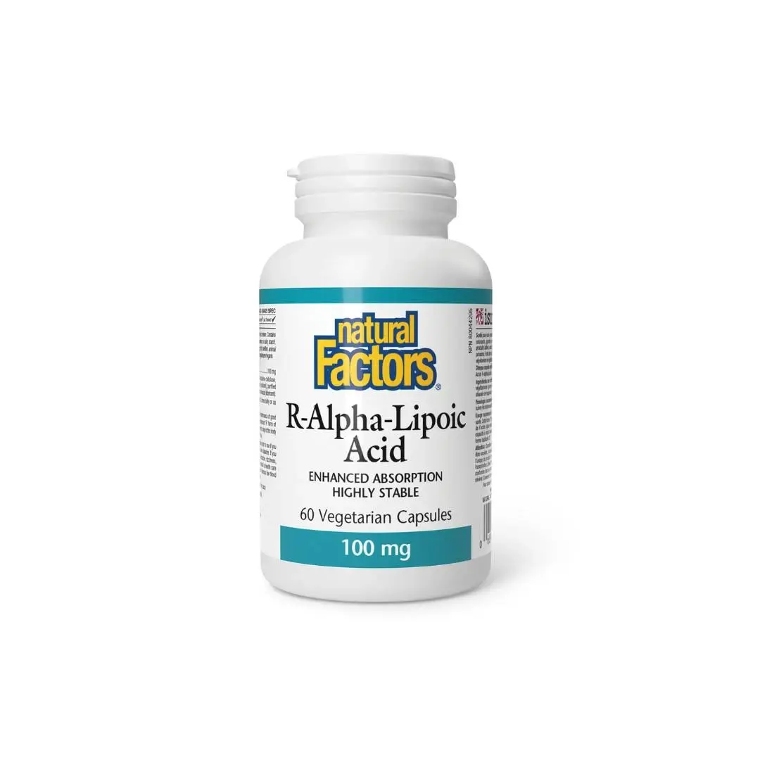 NATURAL FACTORS R-Alfa-Lipoinska Kiselina, 100mg, 60 Kapsula