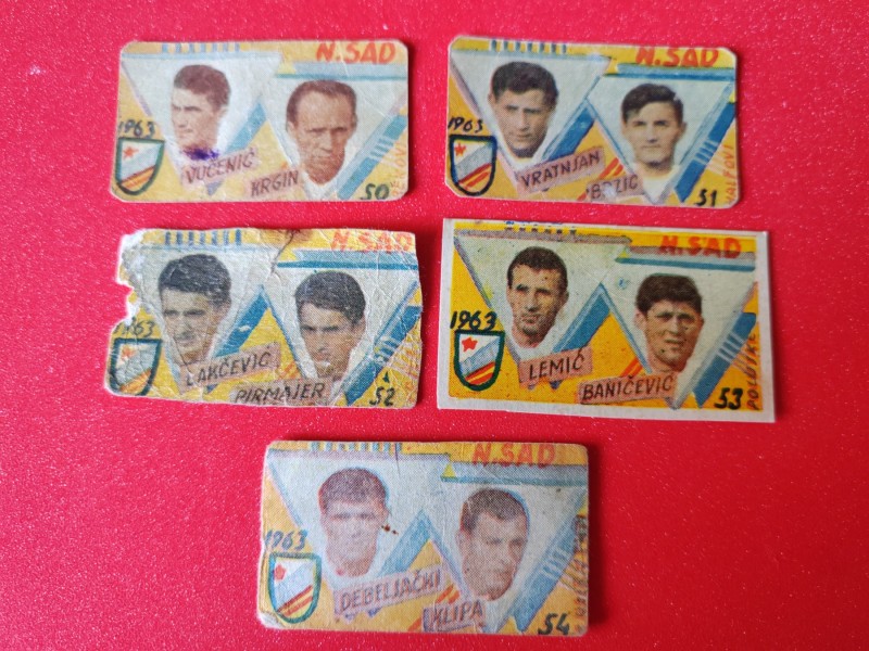 TIM FK NOVI SAD / SET OD 5 STARIH SLICICA 1963.