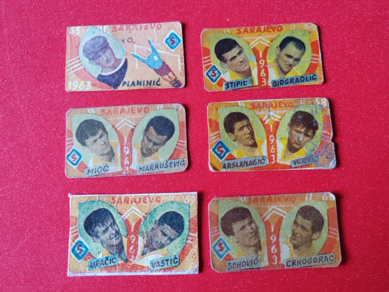 TIM FK SARAJEVO / KOMPLETAN SET 6 STARIH SLICICA 1963.