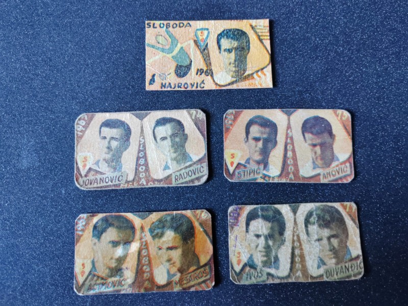 TIM FK SLOBODA TUZLA / SET OD 5 STARIH SLICICA 1963.