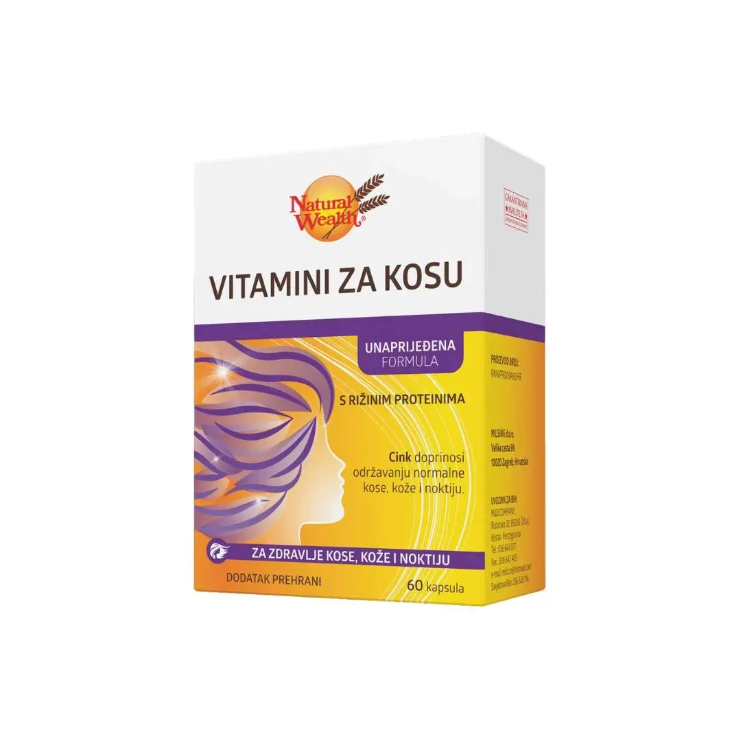 NATURAL WEALTH Vitamini za kosu sa pirinčanim proteinima, 60 Kapsula