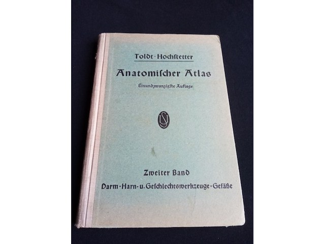 Anatomicher Atlas,Toldt-Hochftetter,2 tom,Beč,1948