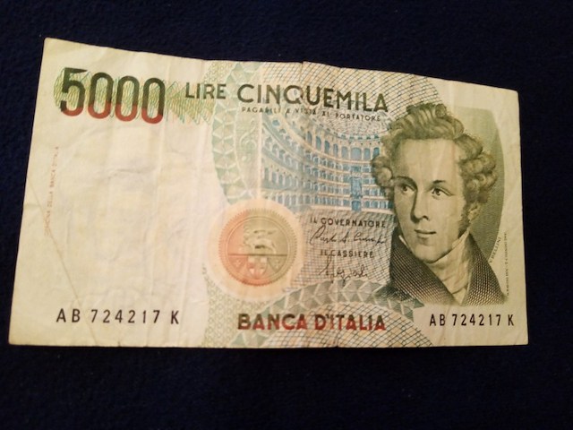 5000 lira,Italija,1985,fine.