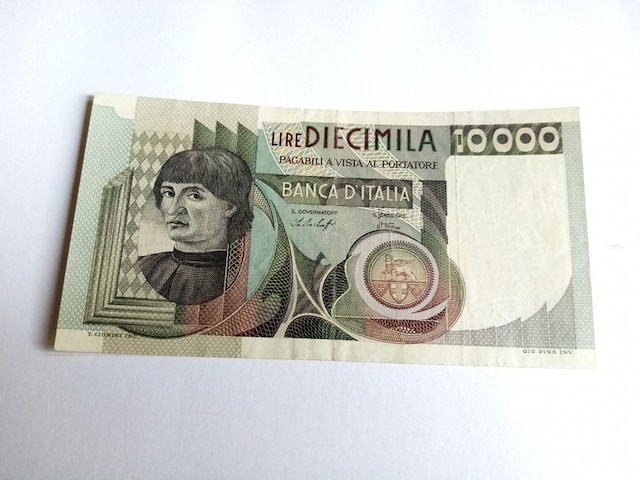 10000 lira,Italija,1976,vf/xf.