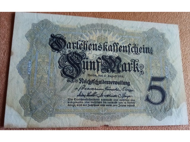 5 maraka,Njemačka,1914,fine.