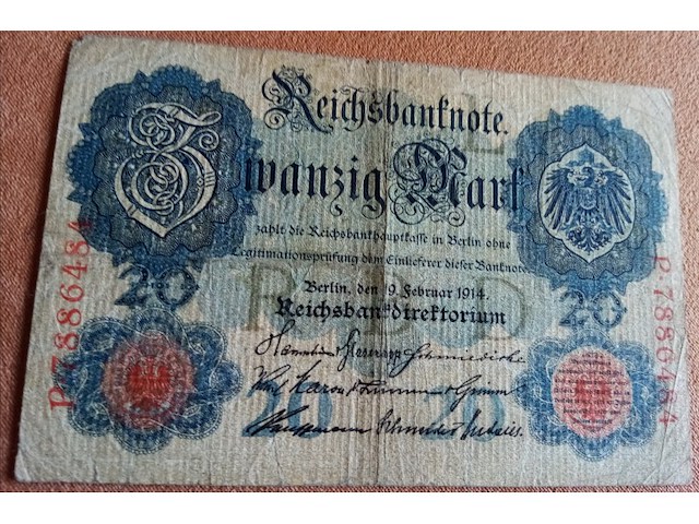 20 maraka,Nemačka,1914,fine.