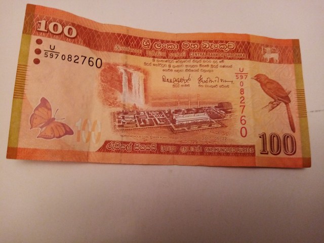 100 rupija,Sri Lanka,2017,vf/xf.