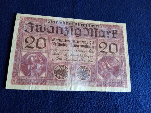 20 mark,Njemačka,1918,fine.