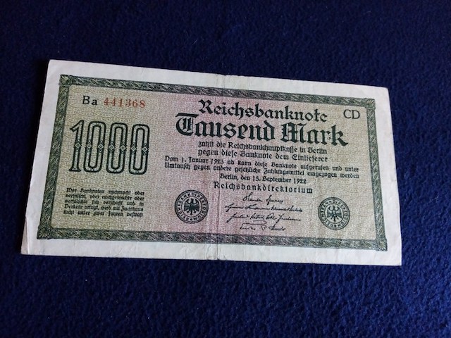 1000 mar,Njemačka,1922,vf,